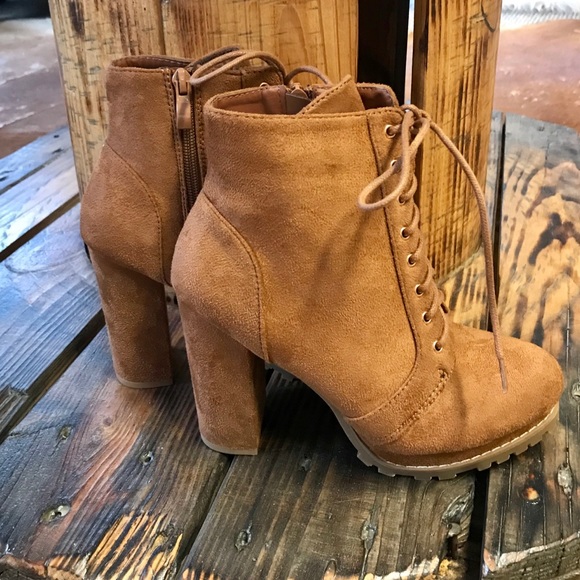 Shoes | Tan Platform Combat Bootie | Poshmark